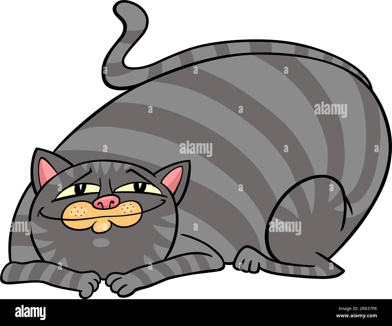 cartoon illustration of cute gray fat tabby cat Stock Vector Image ...