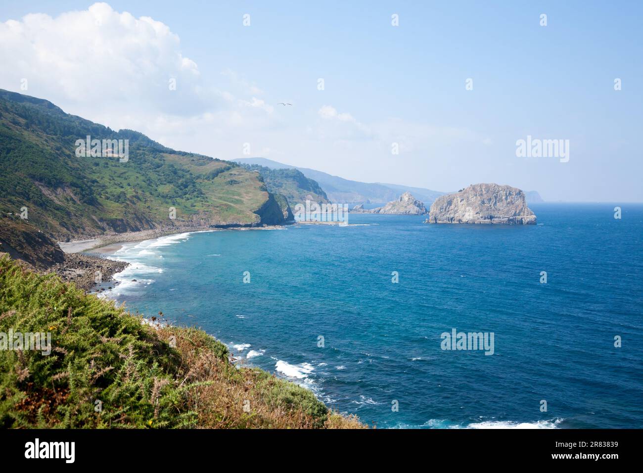 Gulf of Biscay cliffs landscape, Spain. Cape Matxitxako area. Spanish ...