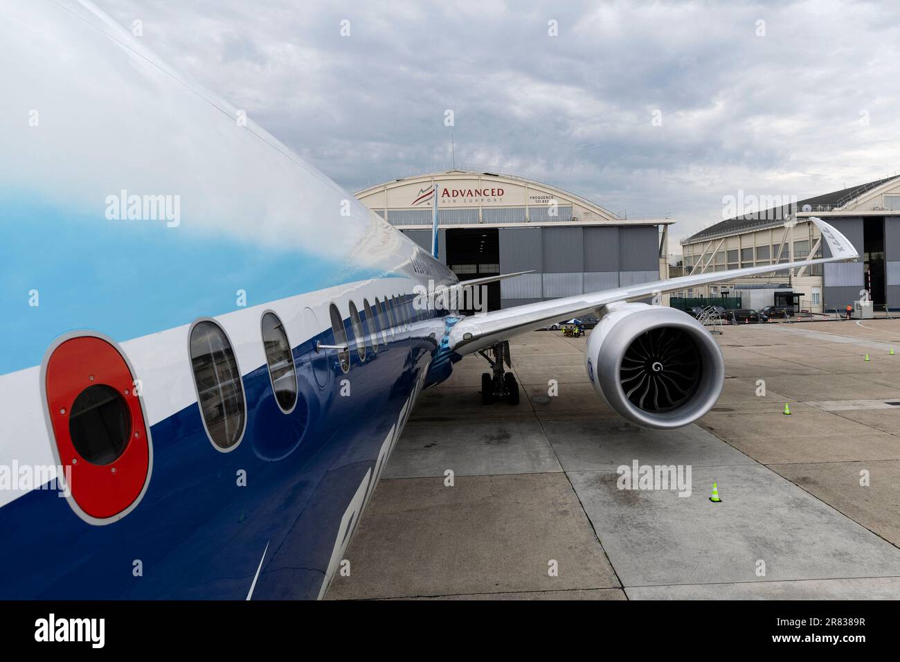 Le Bourget, France. 18th June, 2023. The Boeing 777X is the latest ...