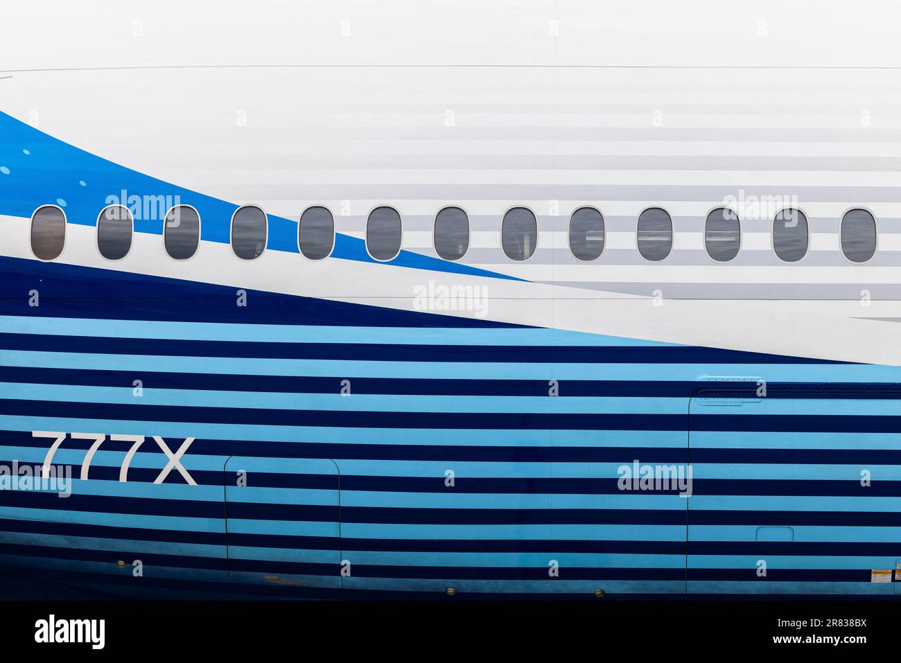 Le Bourget, France. 18th June, 2023. The Boeing 777X is the latest ...