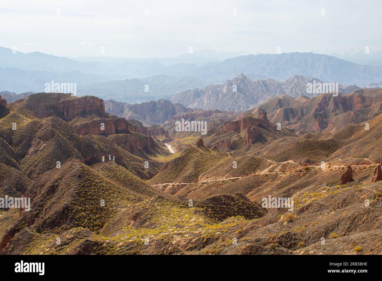Aerial View from Drone of Binggou Danxia Canyon Landform in Zhangye ...