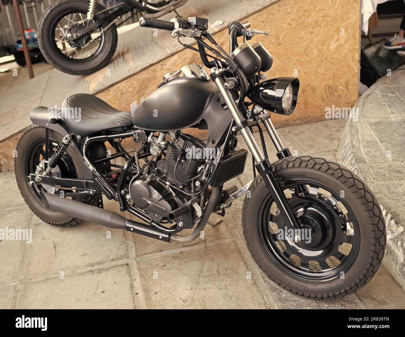 black motorcycle or motorbike wheeled motorized vehicle Stock Photo - Alamy