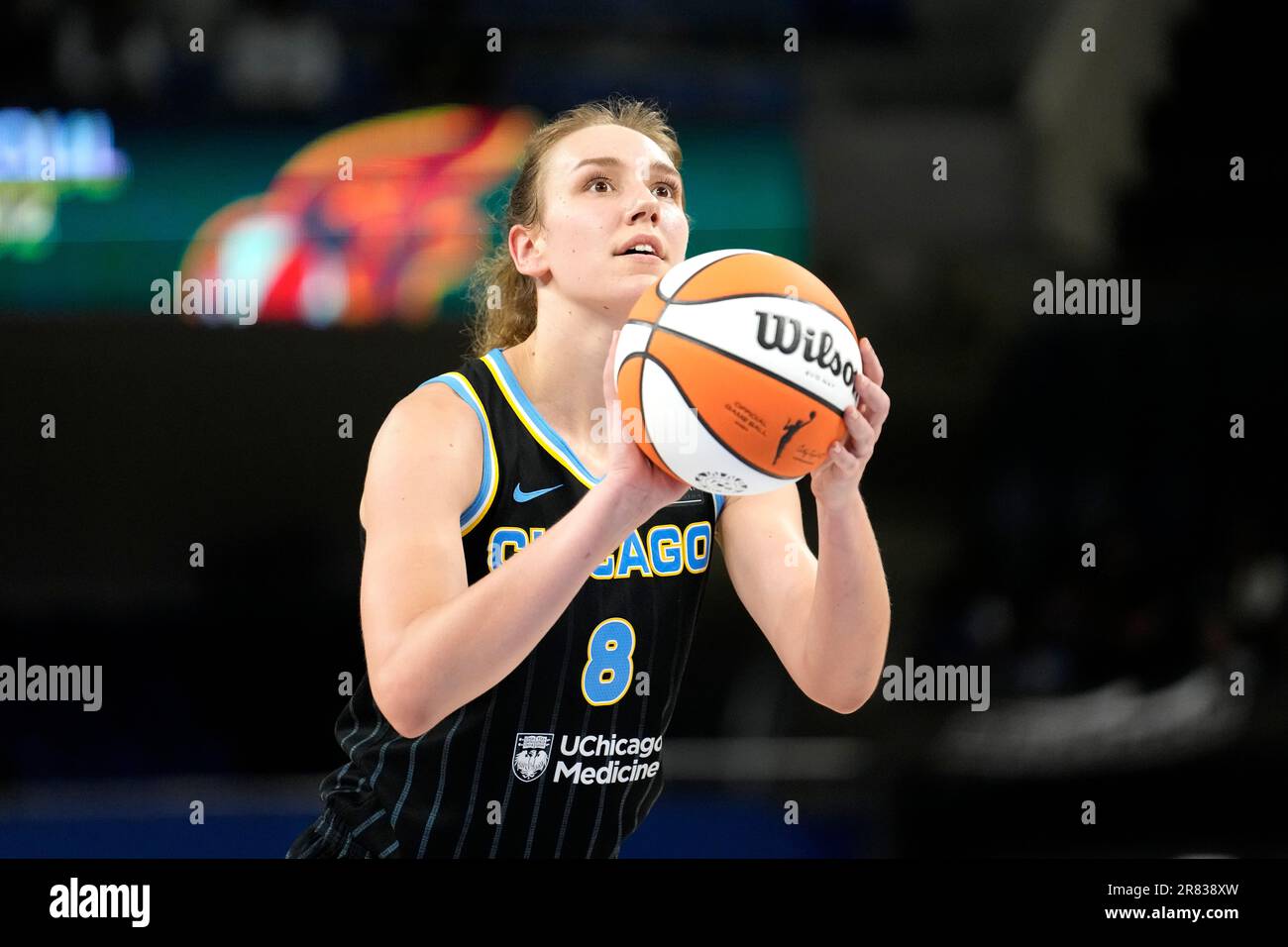 Chicago Sky's Alanna Smith eyes a free throw in a WNBA basketball game ...