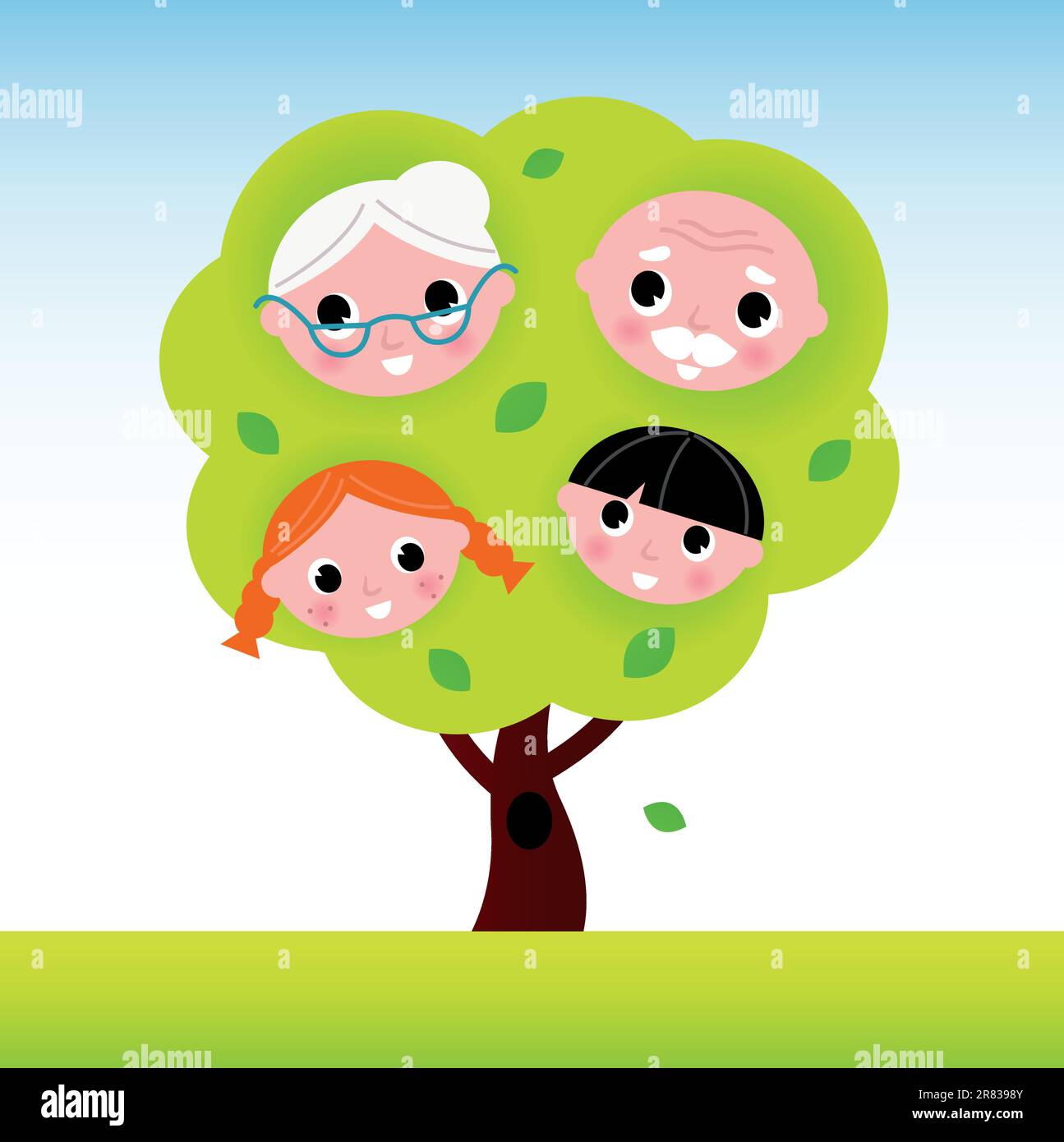 Cartoon two generation family tree. Vector Illustration Stock Vector ...