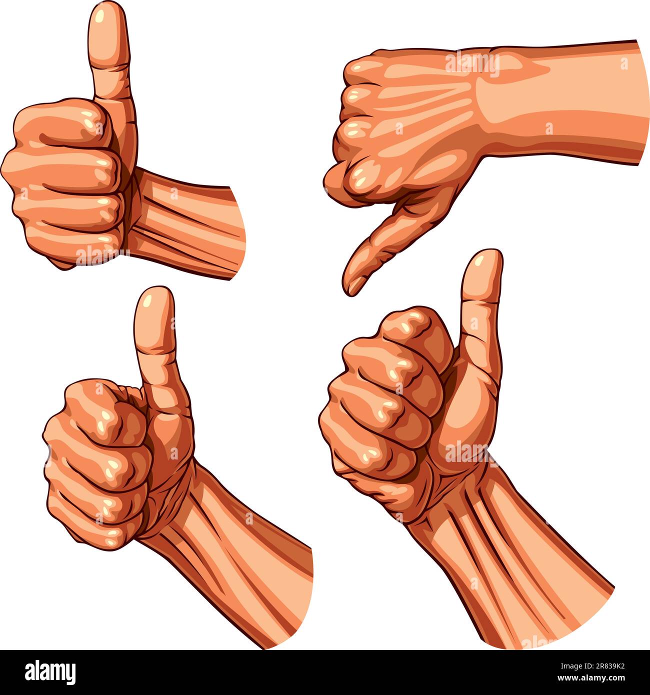 Set of four hands with thumb finger up. Vector illustration Stock ...