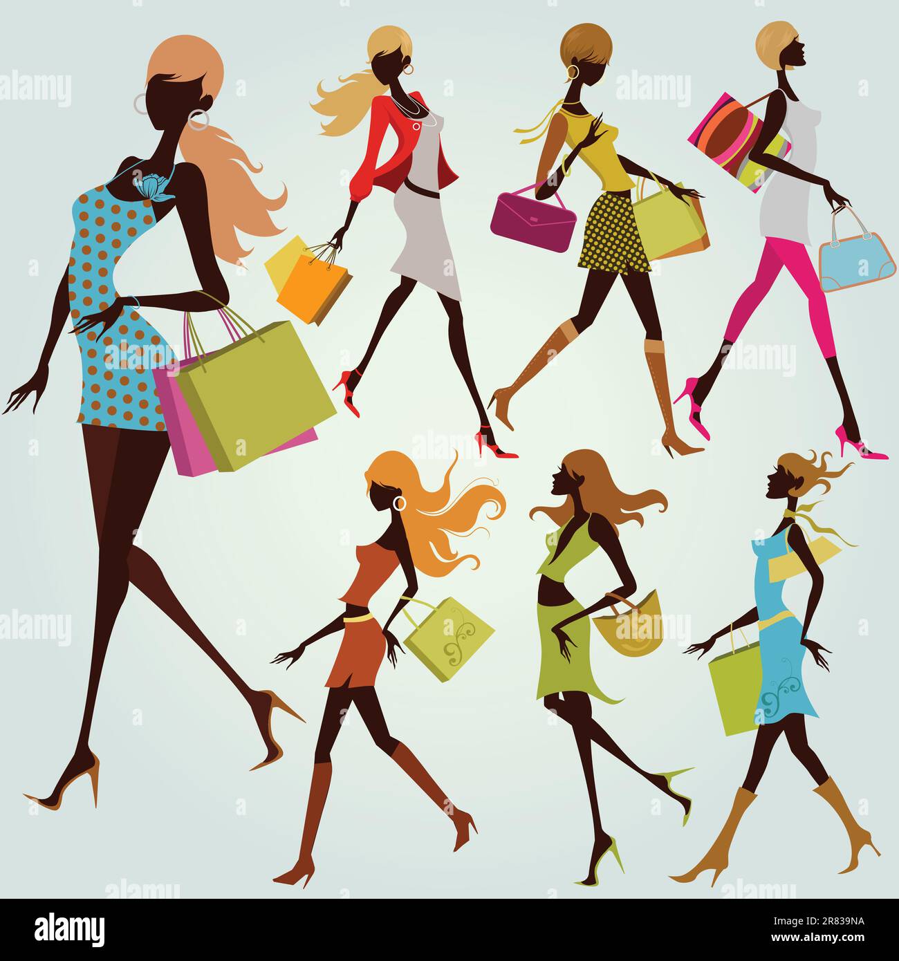 illustration drawing of shopping girl Stock Vector Image & Art - Alamy