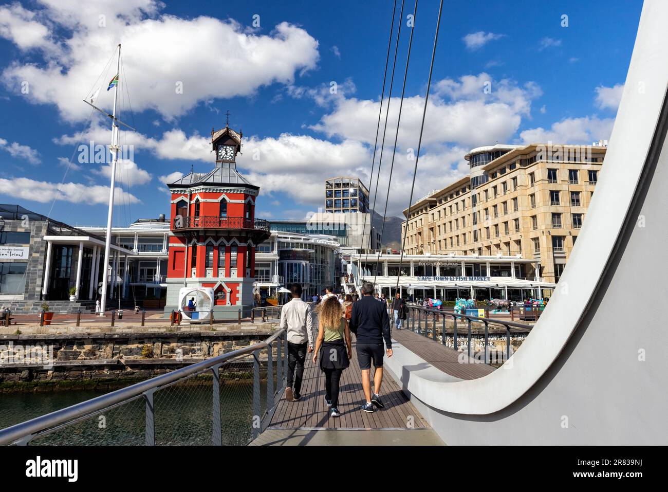 Clock Tower pedestrian swing bridge in the V&A Waterfront - Cape Town ...