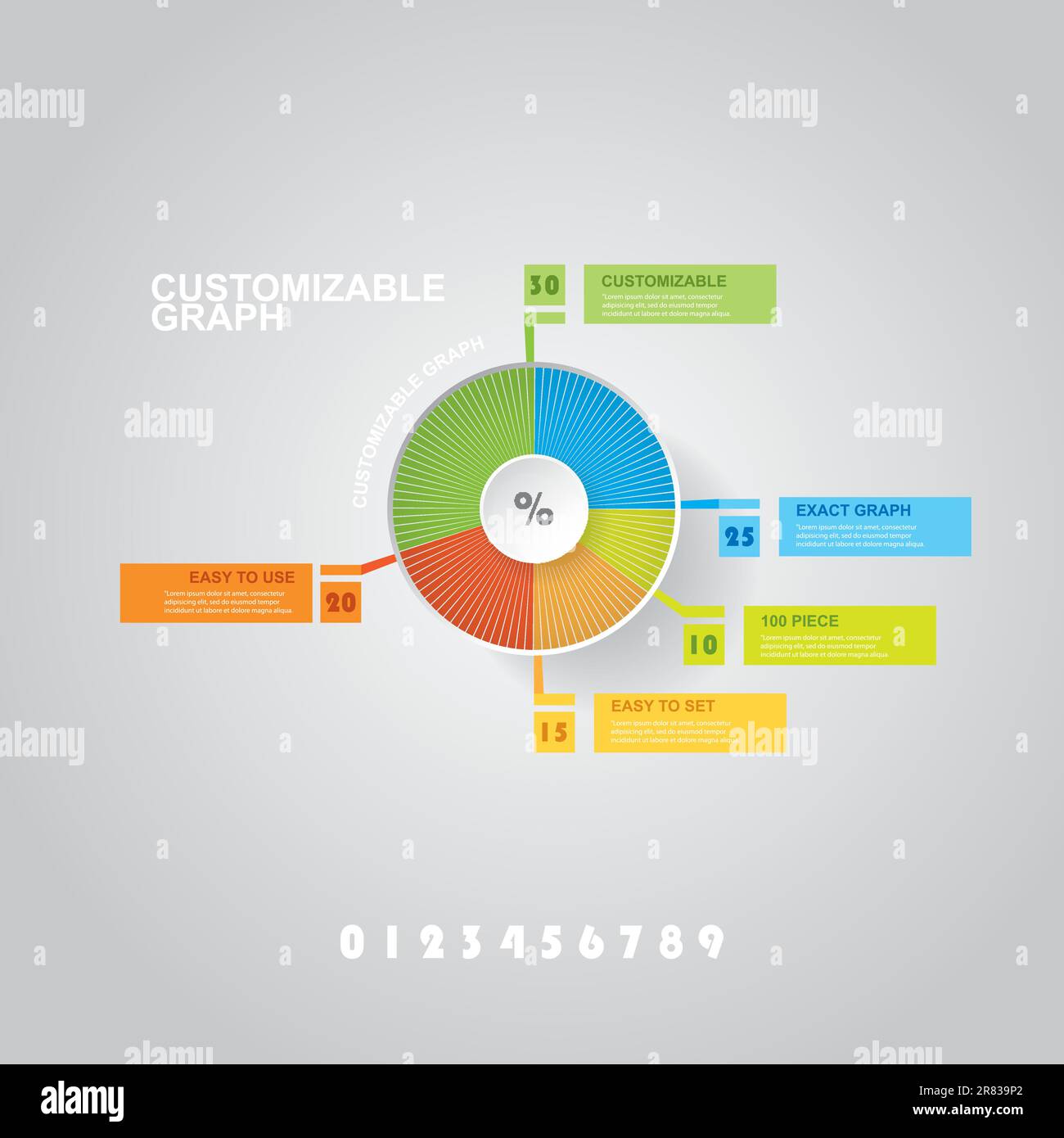 Customizable Infographic Design with Pie Chart and Labels Stock Vector ...