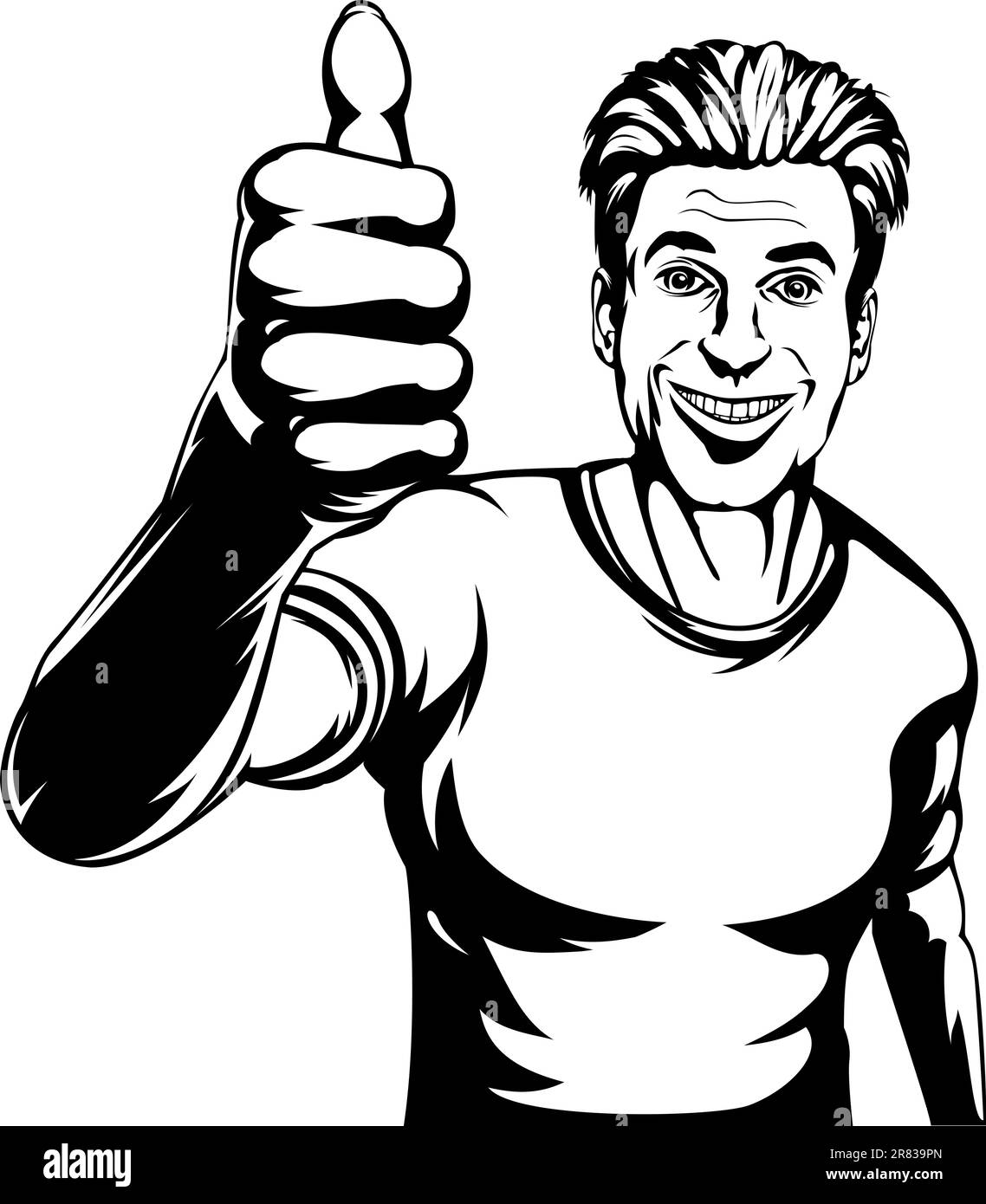 Editable Vector Illustration Of A Smiling Man Giving A Thumbs Up Gesture Stock Vector Image