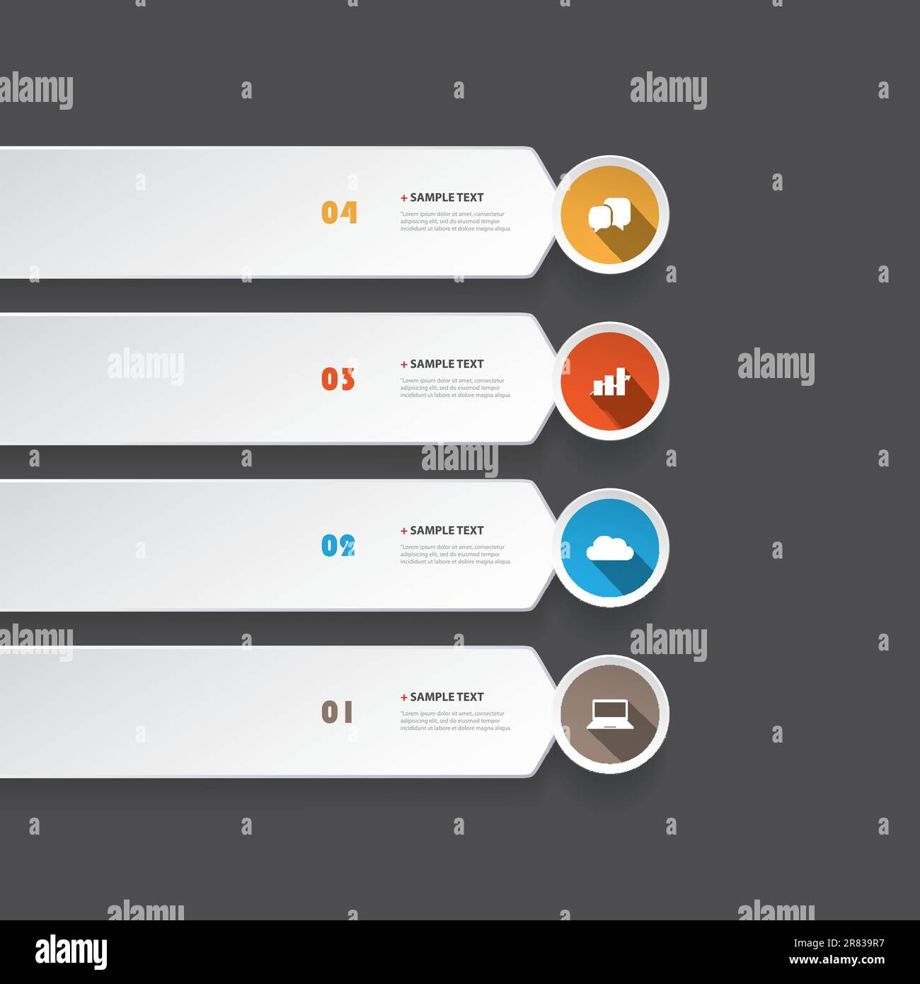 Colorful Modern Paper Cut Style Infographics Design - Horizontal Arrow ...