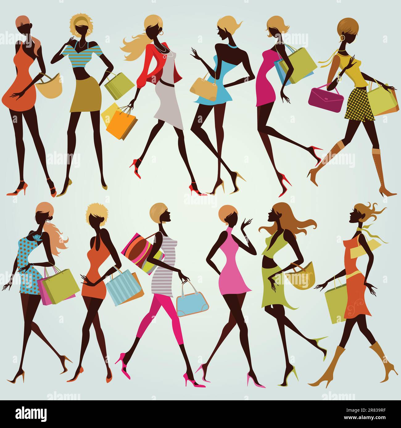 illustration drawing of shopping girl Stock Vector Image & Art - Alamy