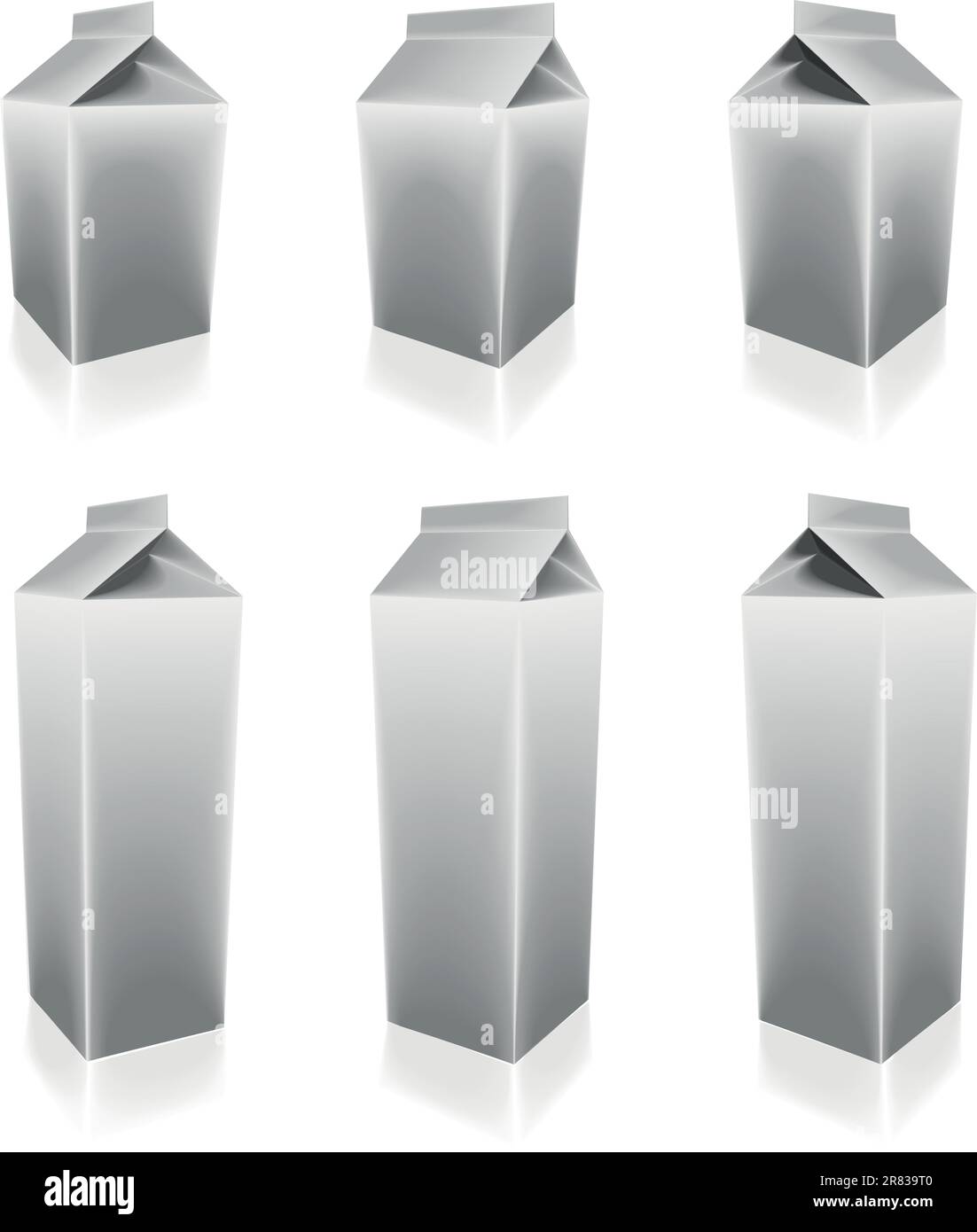 illustration of a set of blank milk packs with different sizes and ...