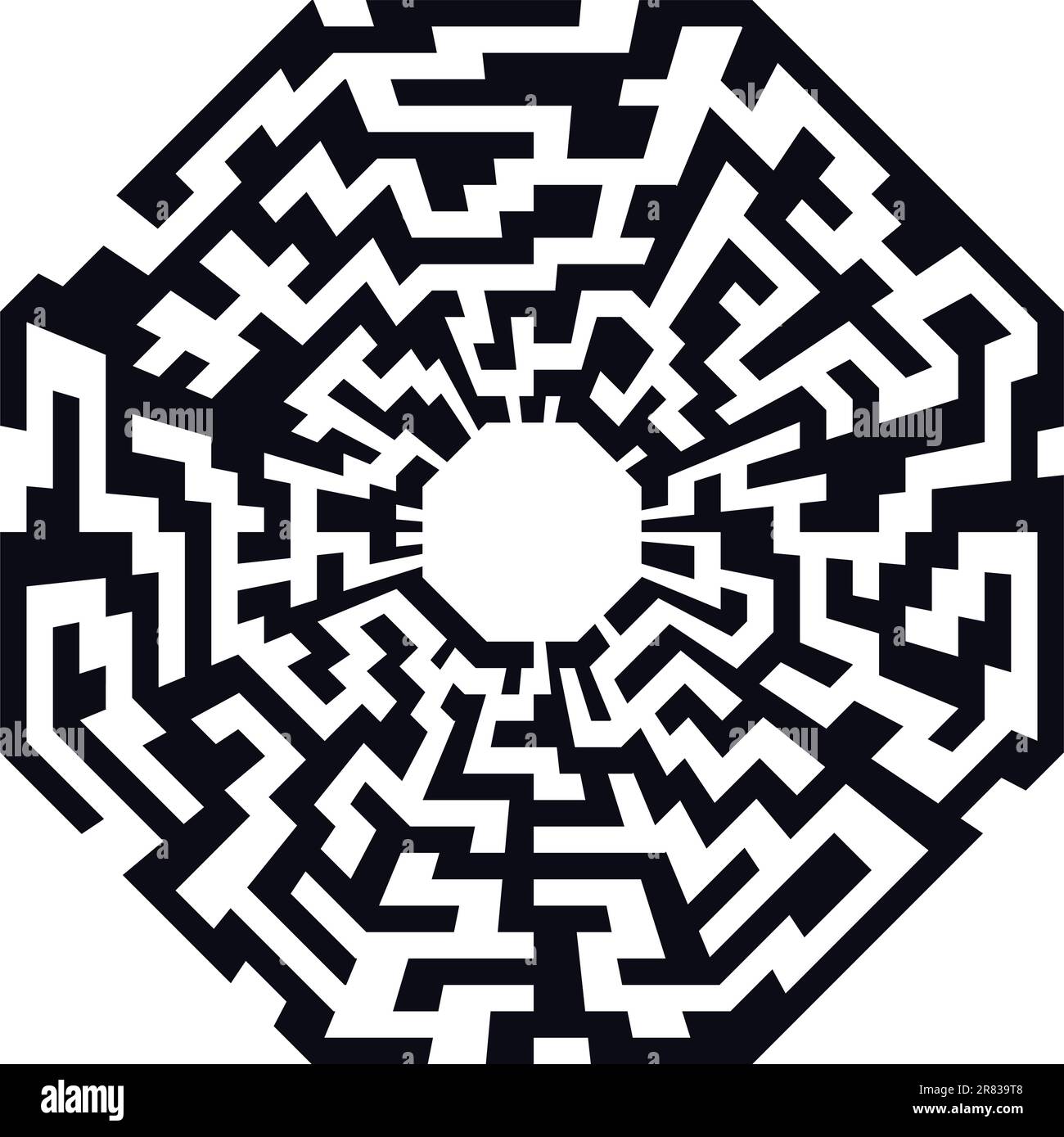 illustration of an abstract maze with the shape of an octaeder Stock ...
