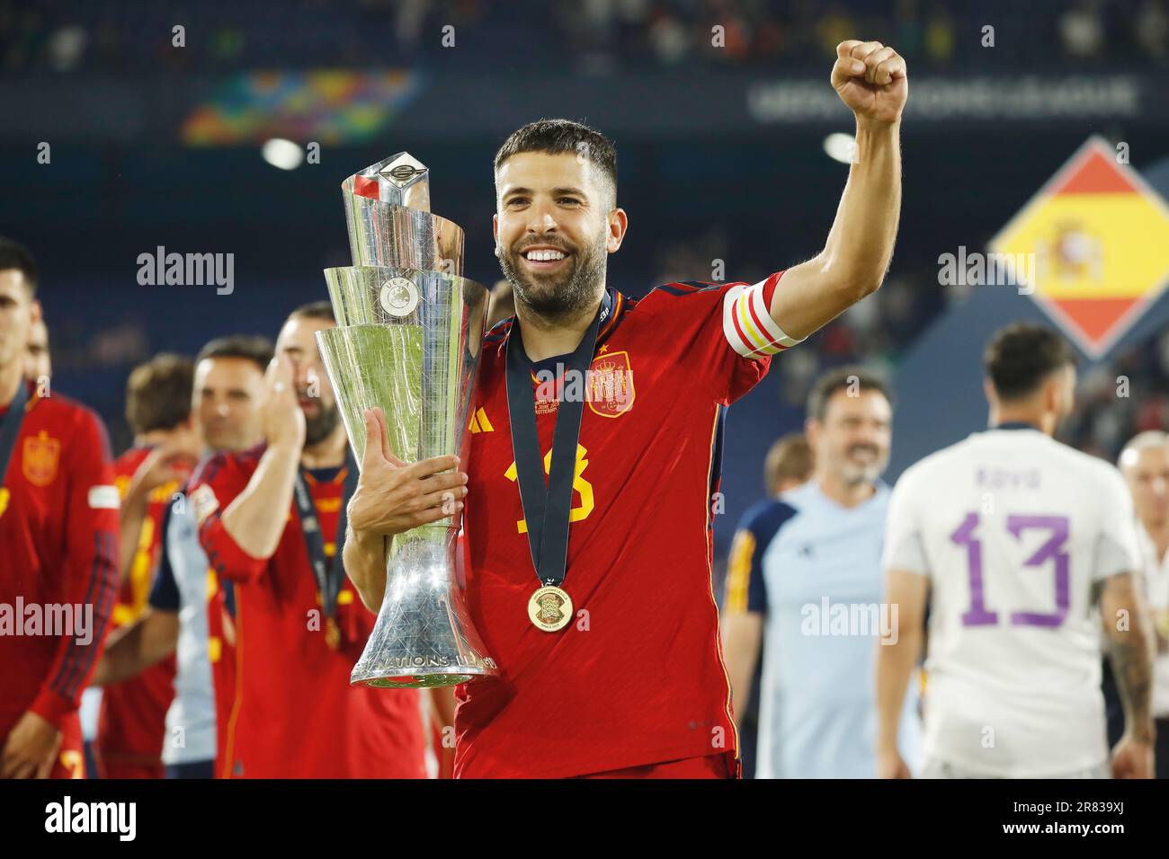 Rotterdam, Netherlands. 18th June, 2023. Jordi Alba (ESP) Football/Soccer : Jordi Alba celebrate ...