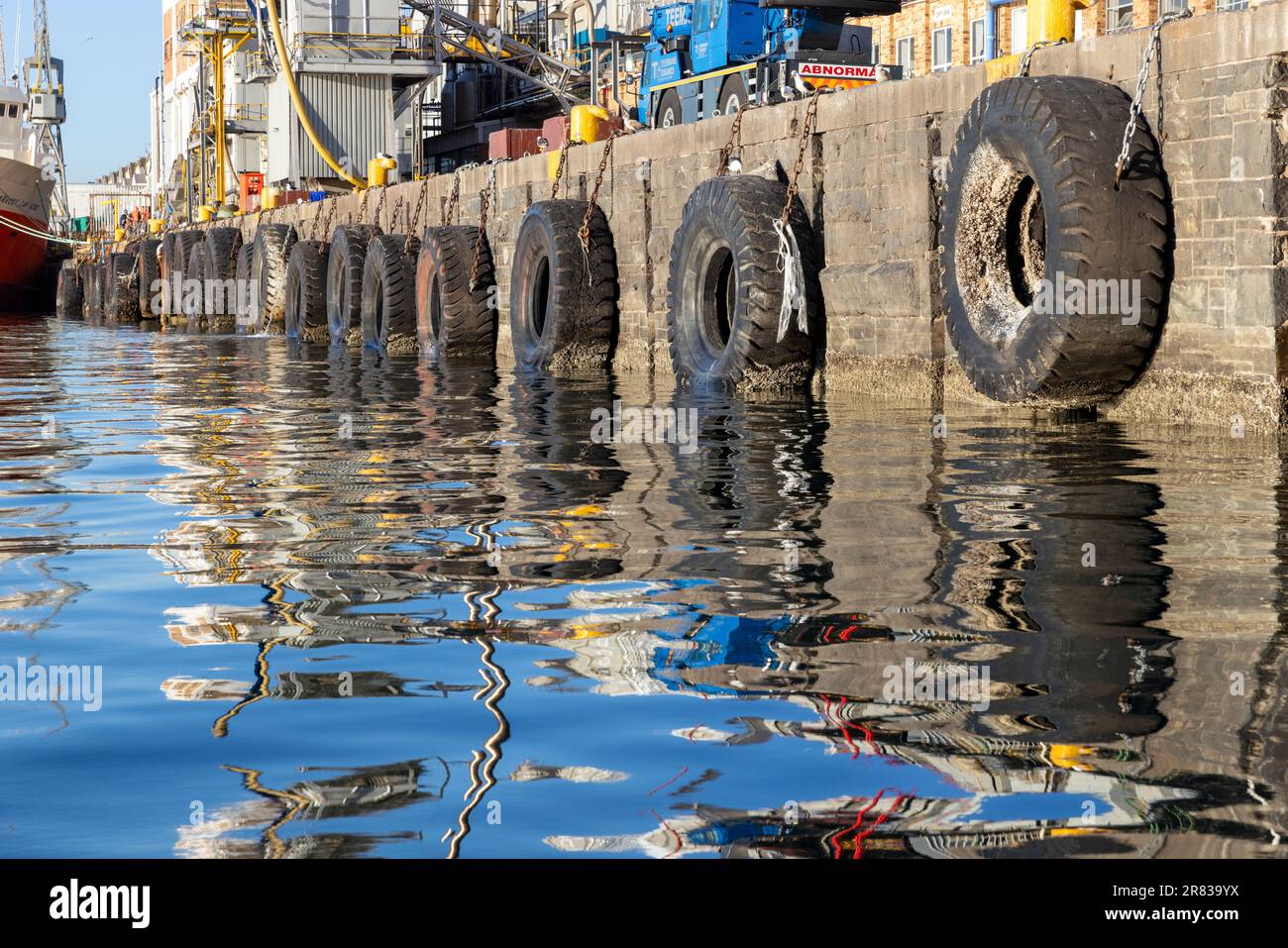 Large tire fender reflections in V&A Waterfront - Cape Town, South ...