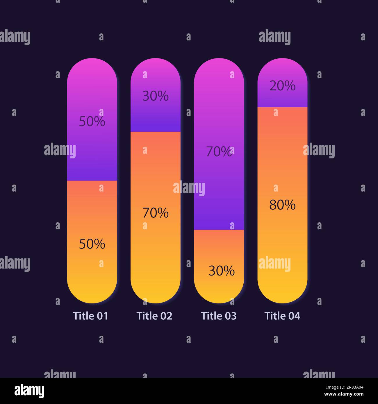 Stacked percentage infographic chart design template for dark theme ...