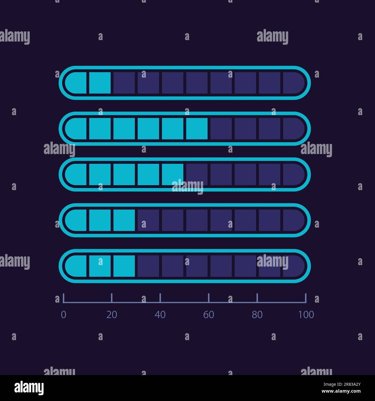 Fragmented level infographic chart design template for dark theme Stock ...