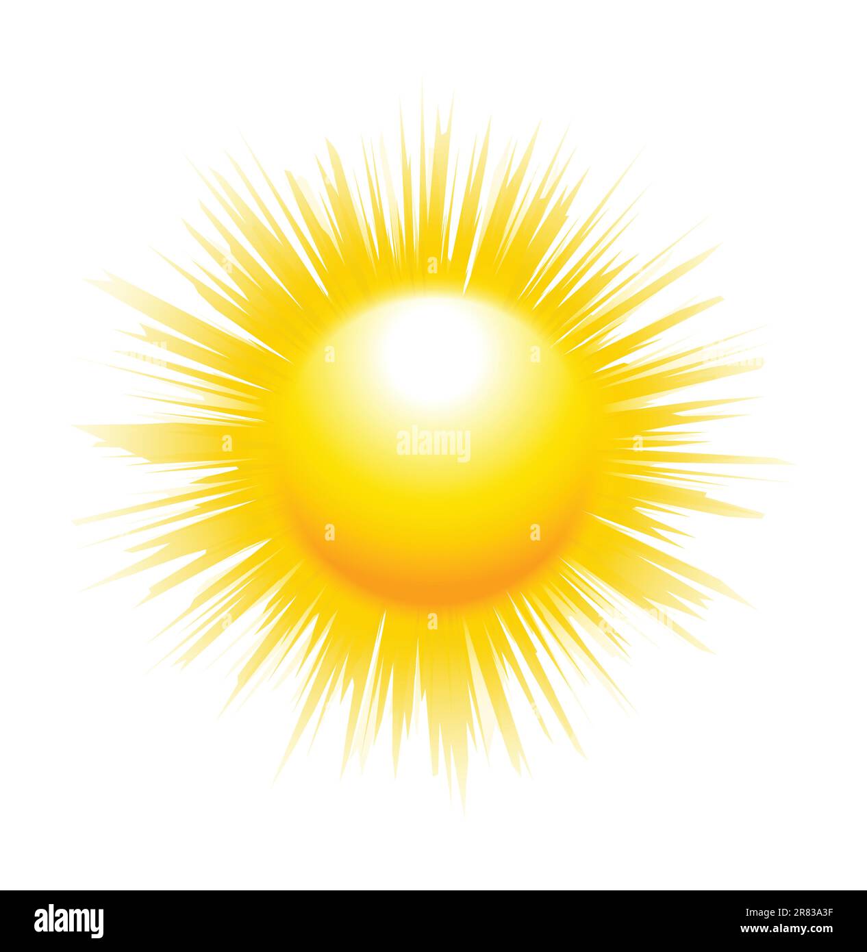 The sun with sharp rays isolated on white background. Vector ...