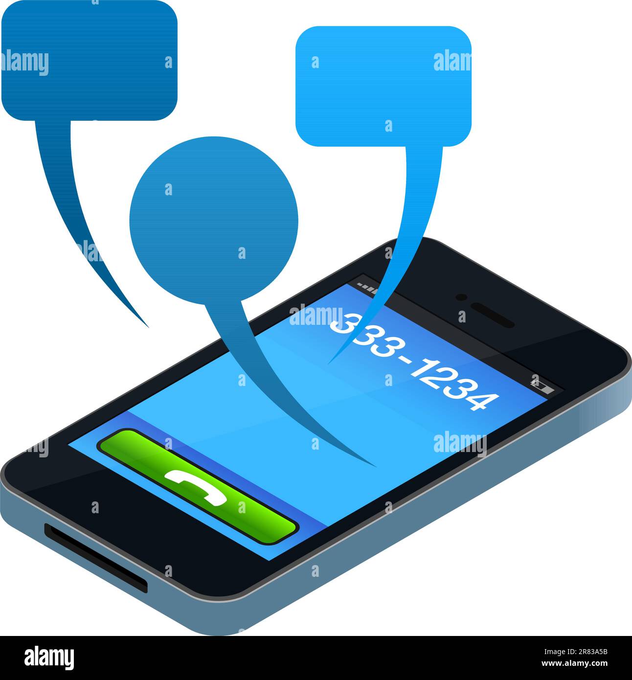 Abstract Mobile Phone Concept with Blue Conversation Bubbles Stock ...