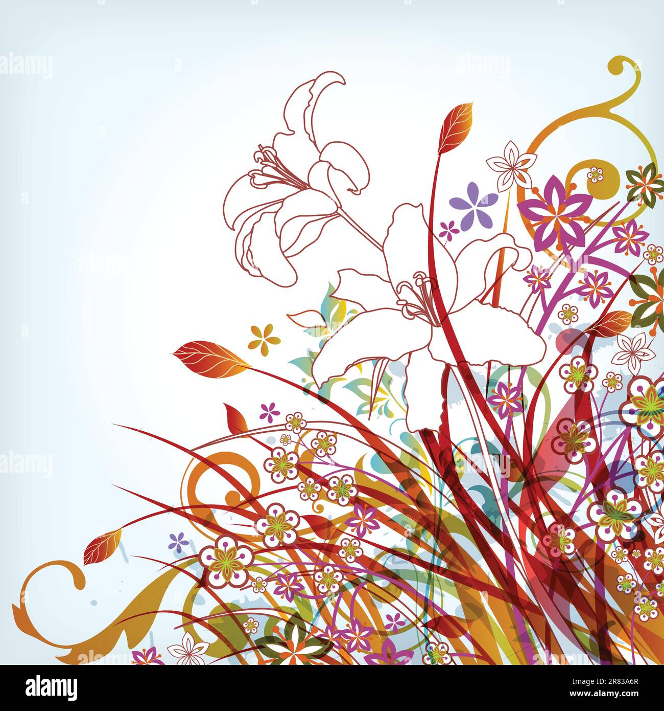 illustration drawing of floral background Stock Vector Image & Art - Alamy