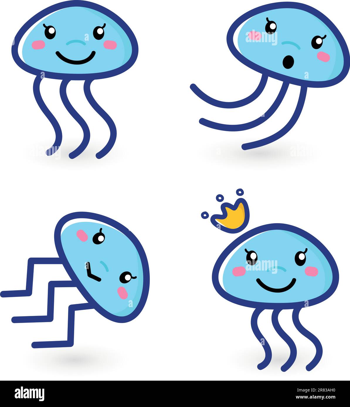 Cute Jellyfish in various poses. Vector Stock Vector Image & Art - Alamy
