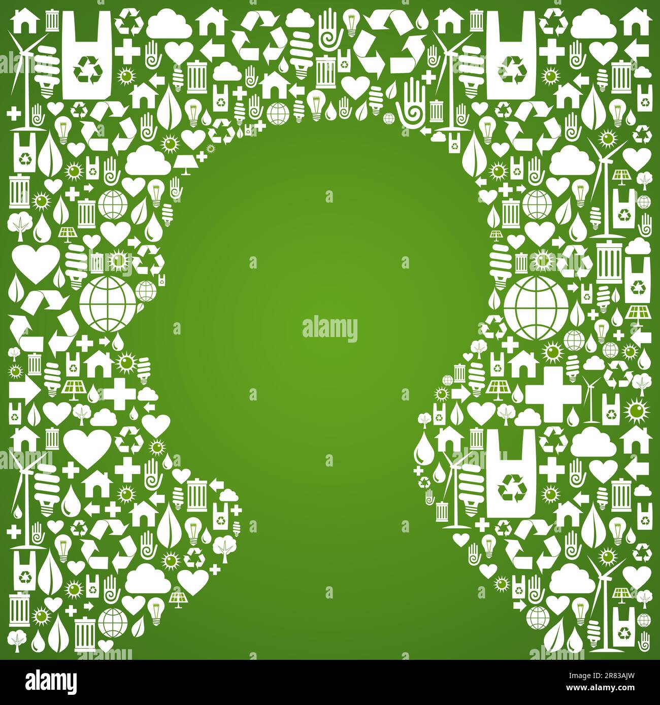Green icons set background in man head symbol. Vector file available ...