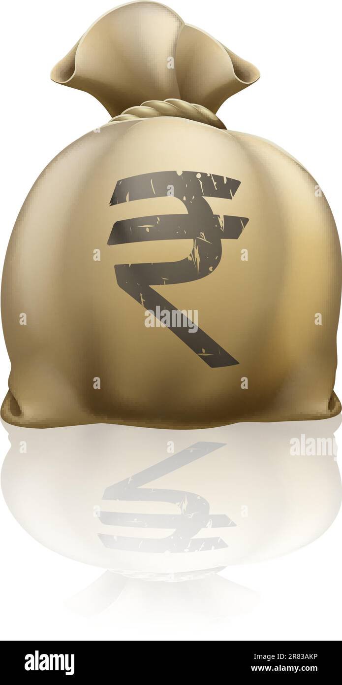 Illustration of a big sack with Rupee currency sign Stock Vector Image ...