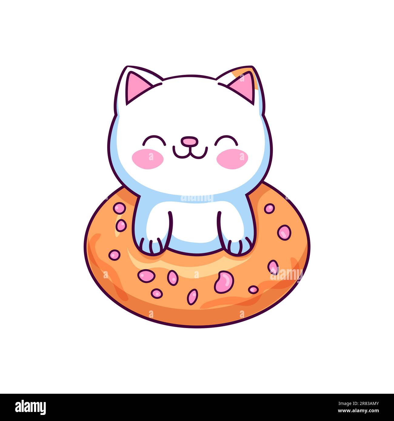 Cutebaby kitten with donut. Kids illustration Stock Vector Image & Art ...