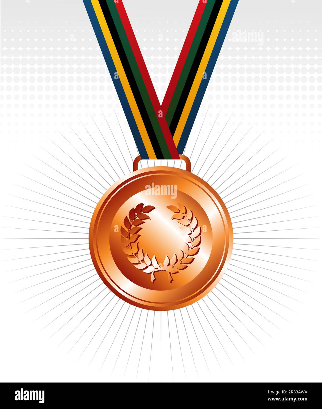 Olympic bronze medal with ribbon elements set background. Vector file ...