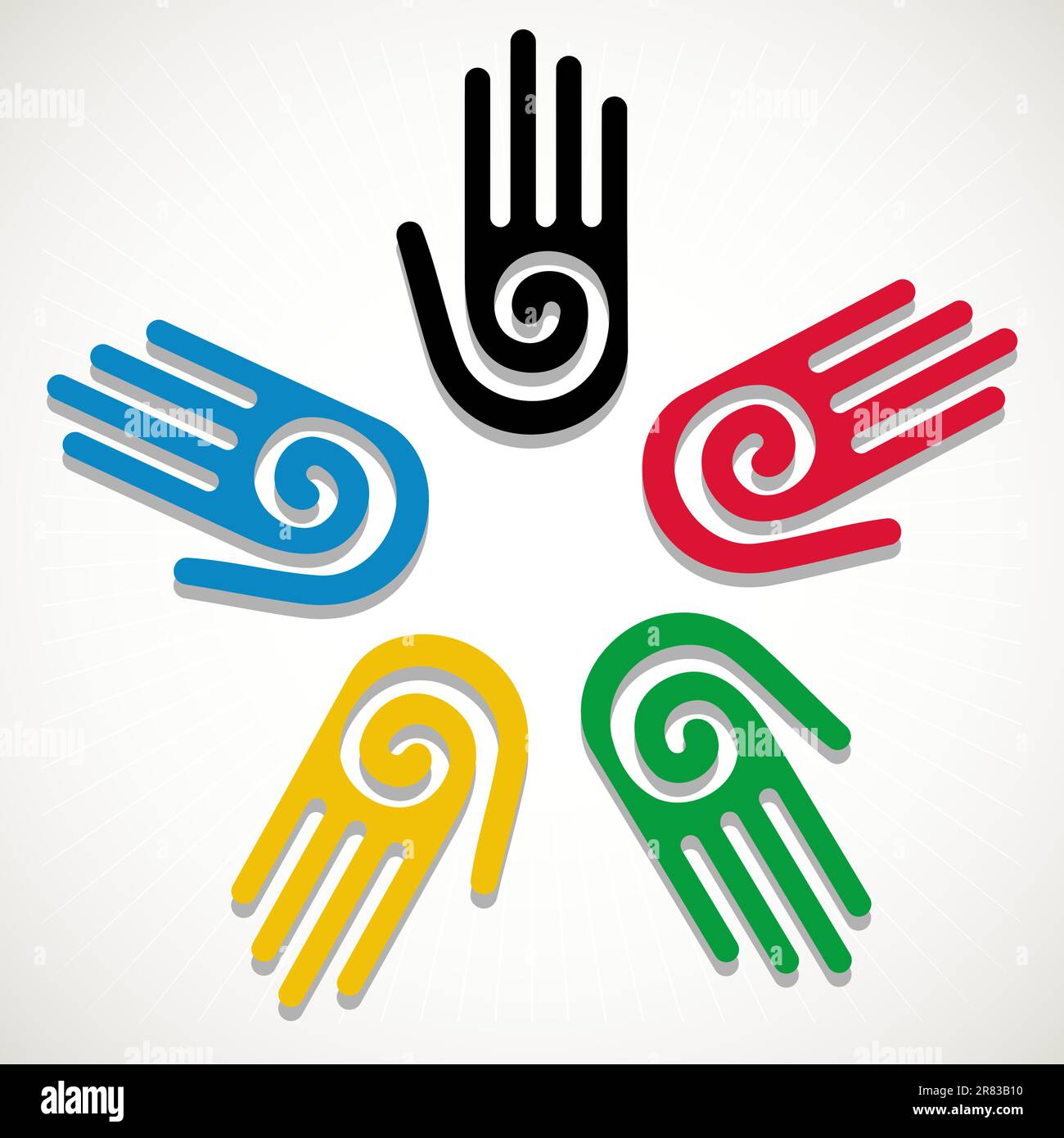 Olympic Games colorfull hands in circle over white background. Vector ...
