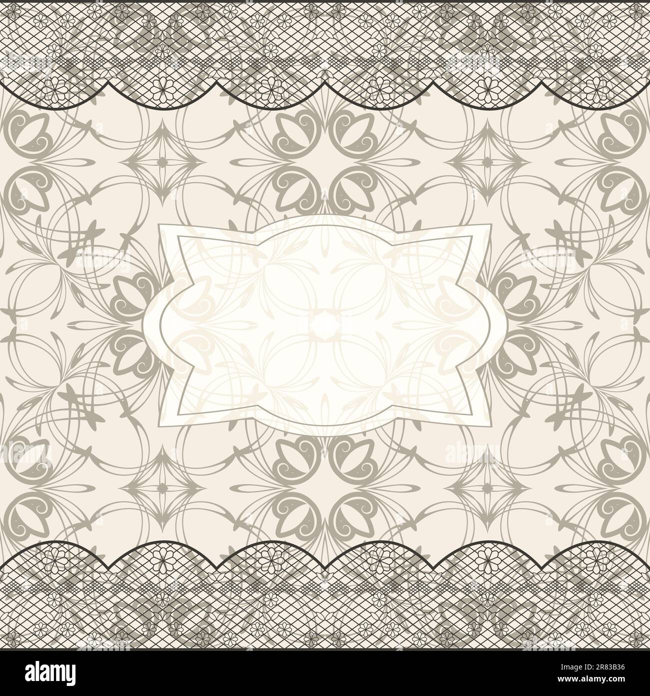 vector background with seamless pattern, lacy borders, and frame for ...