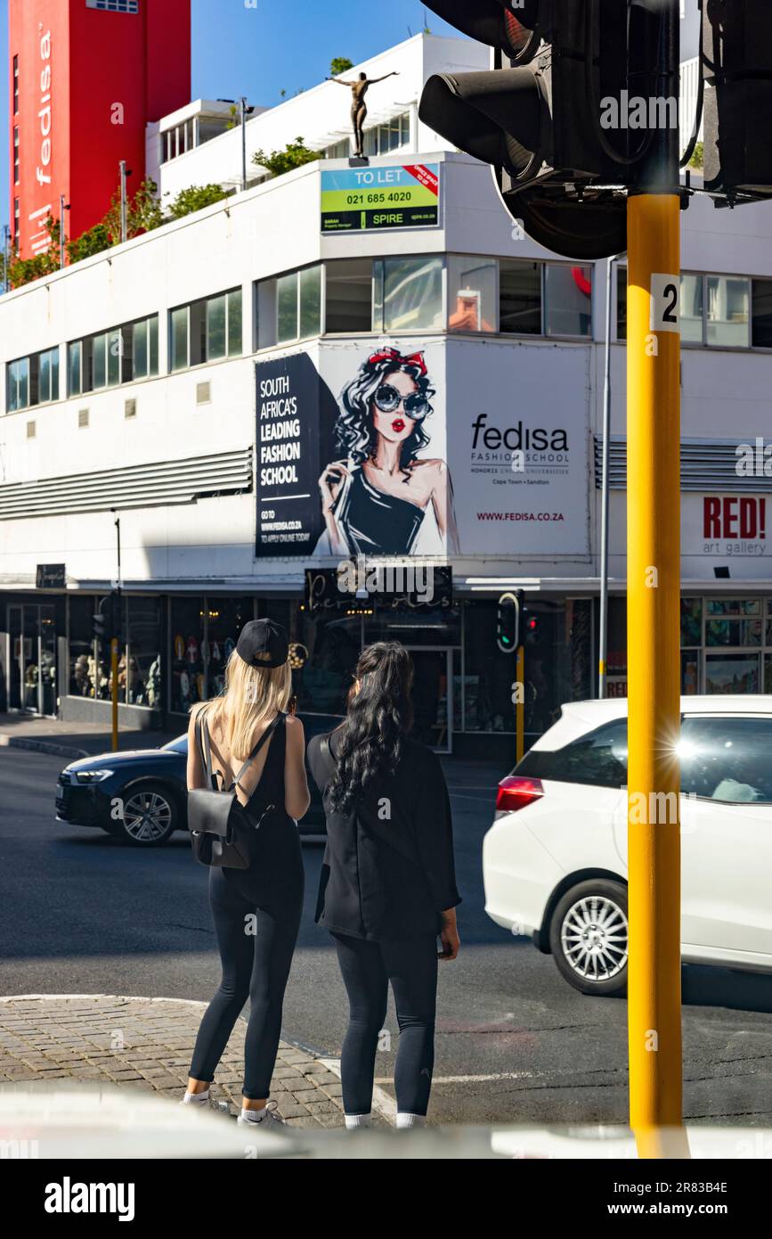 Street scene with young girls and Fedisa Fashion School in background ...