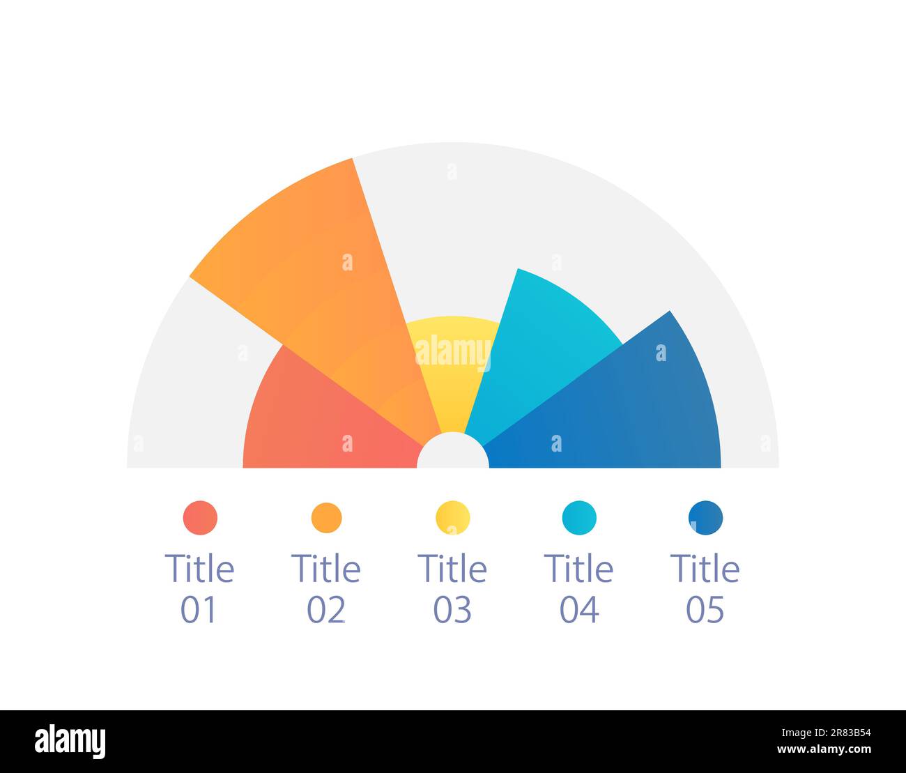 Semicircle infographic chart design template with five sectors Stock ...