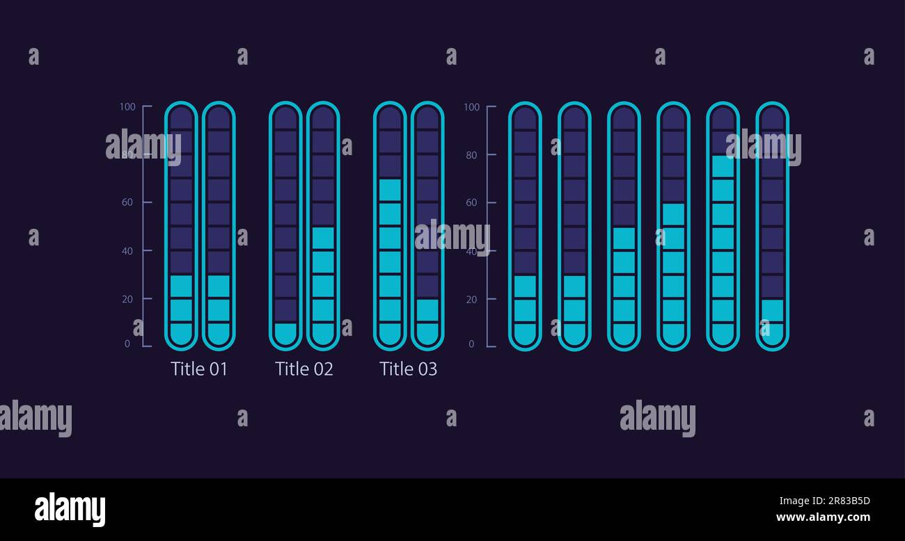 Vertical progress infographic chart design template set for dark theme ...