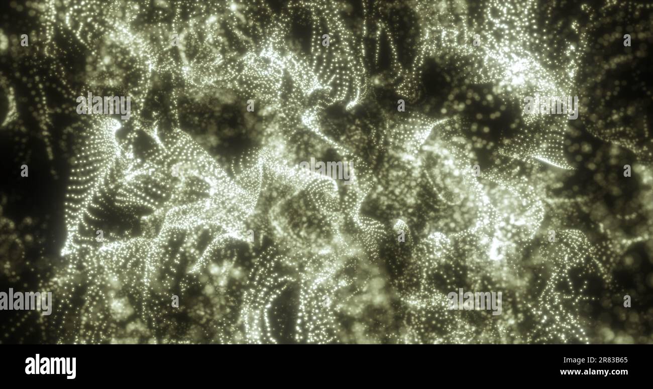 Abstract yellow energy lines and particles magical bright glowing ...