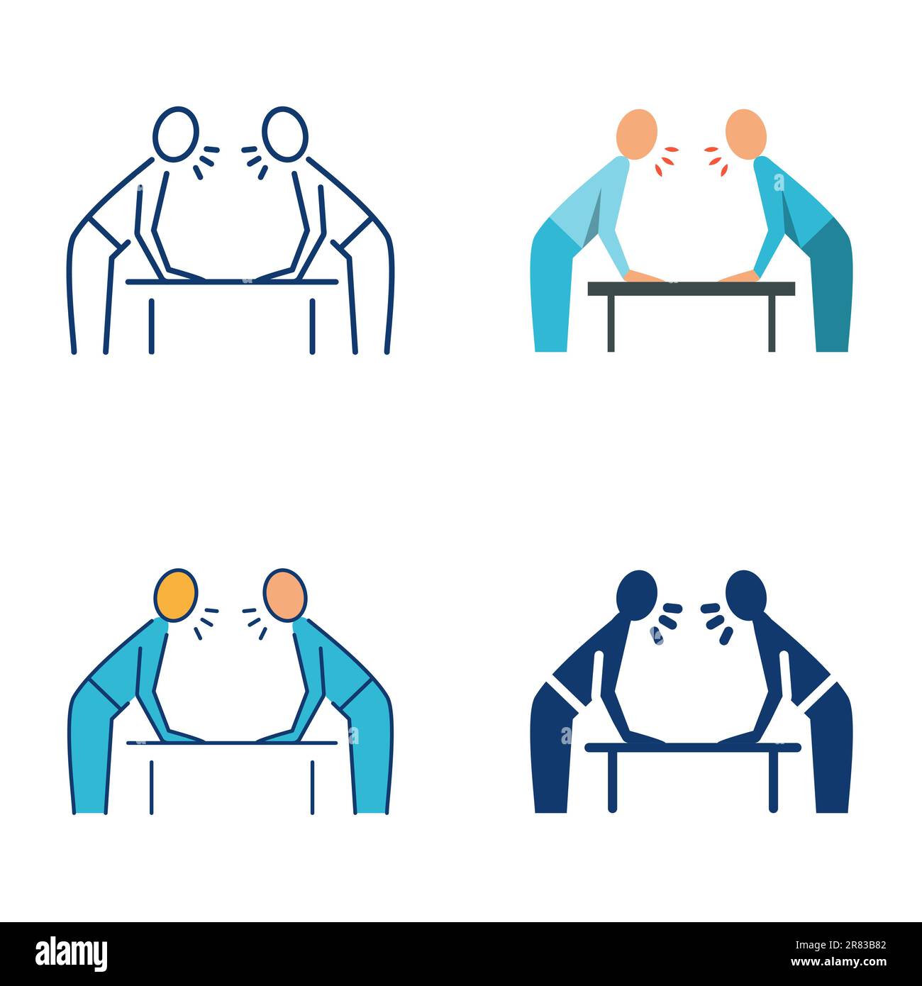 Quarrel icon set in flat and line style. Political debate symbol. Two ...