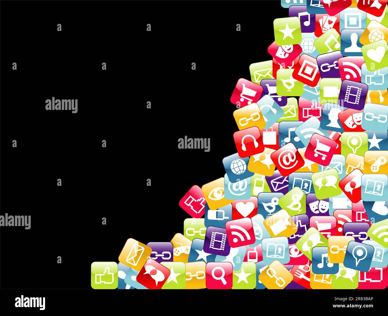 Smartphone app icon set isolated over black background. Vector file ...