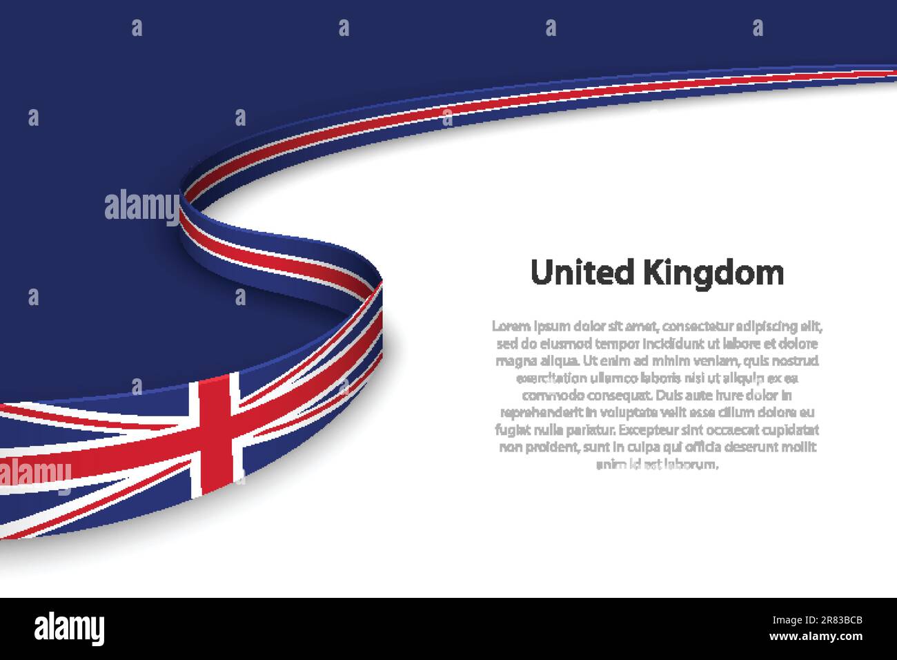 Wave flag of United Kingdom with copyspace background. Banner or ribbon vector template Stock ...