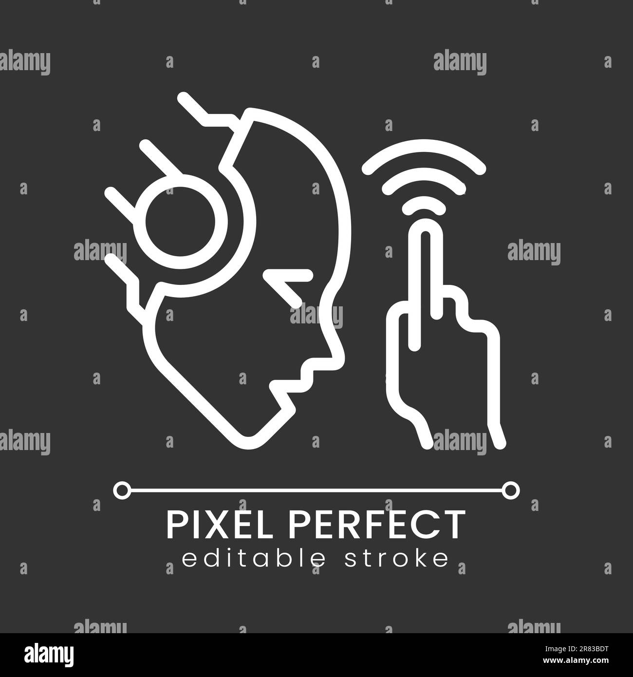 AI touches pixel perfect white linear icon for dark theme Stock Vector ...