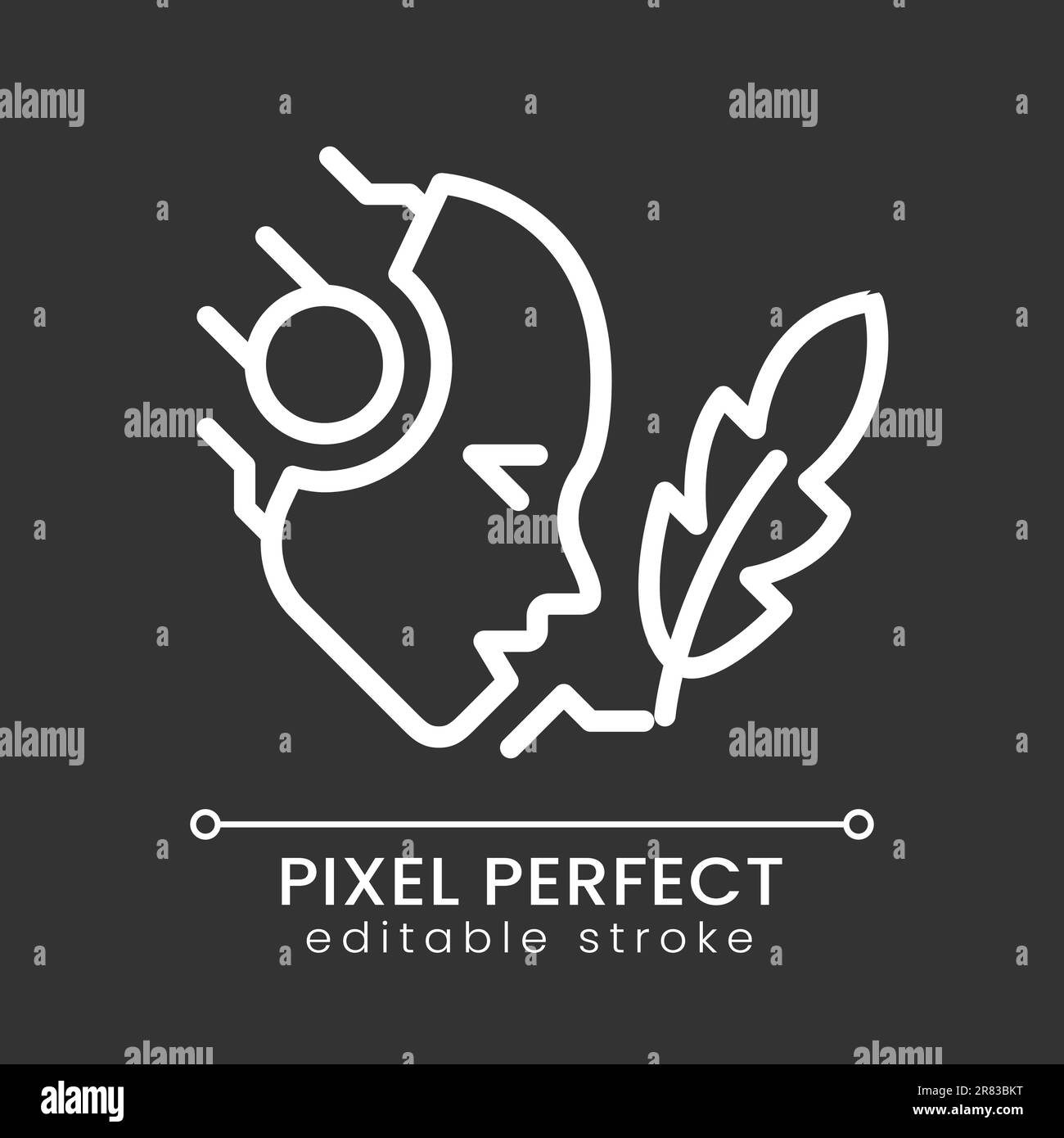 AI writes pixel perfect white linear icon for dark theme Stock Vector ...