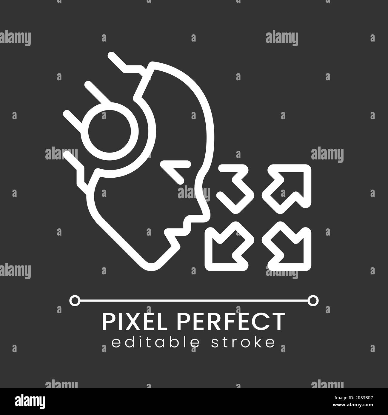AI moves pixel perfect white linear icon for dark theme Stock Vector ...