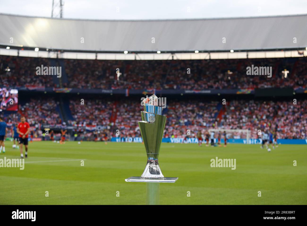 Rotterdam, Netherlands. 18th June, 2023. Trophy seen during the UEFA ...