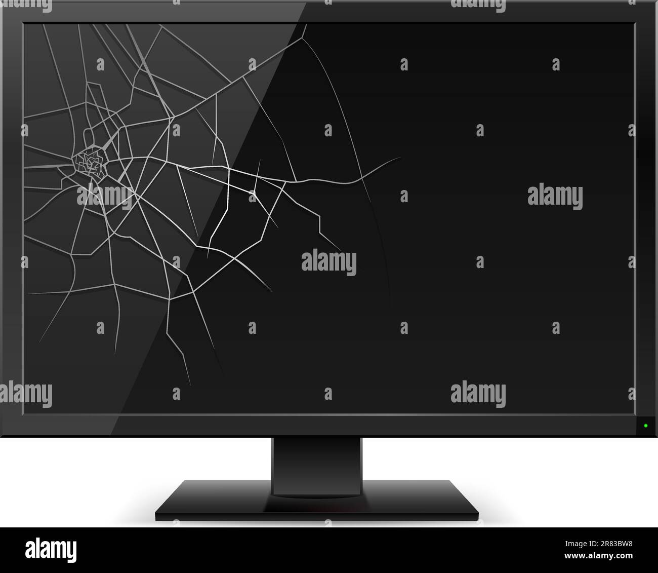 Broken Black Monitor. Illustration for design on white background Stock ...