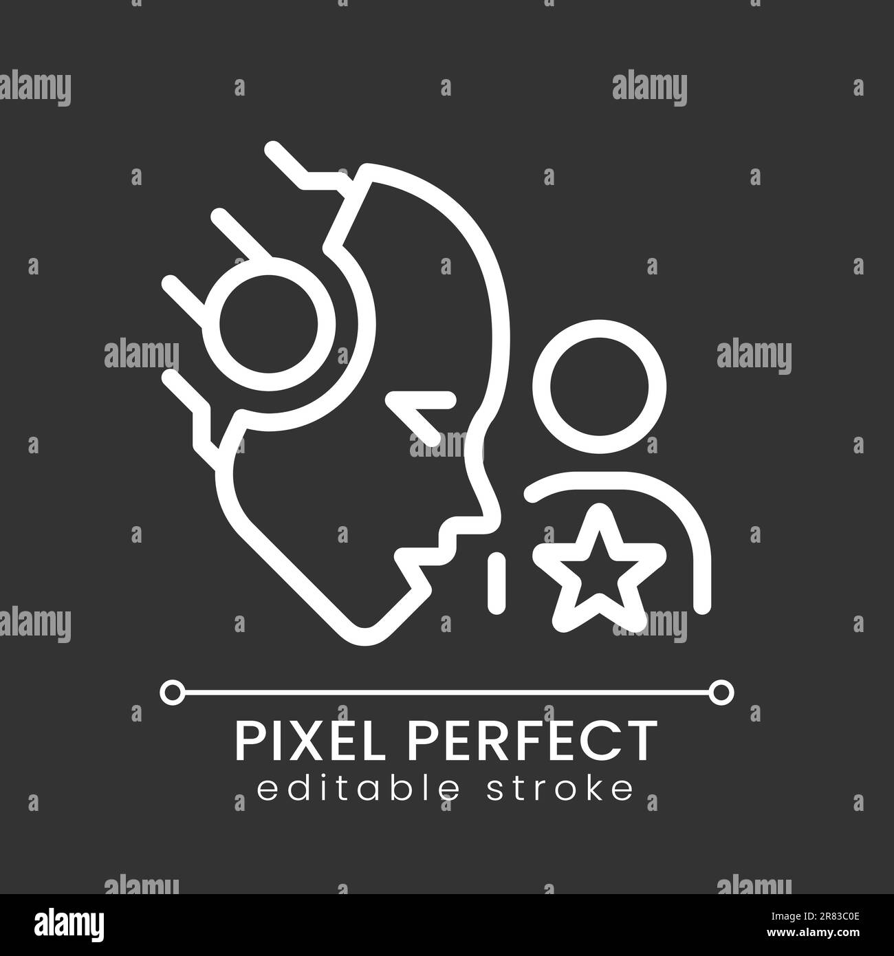 AI personalizes pixel perfect white linear icon for dark theme Stock ...
