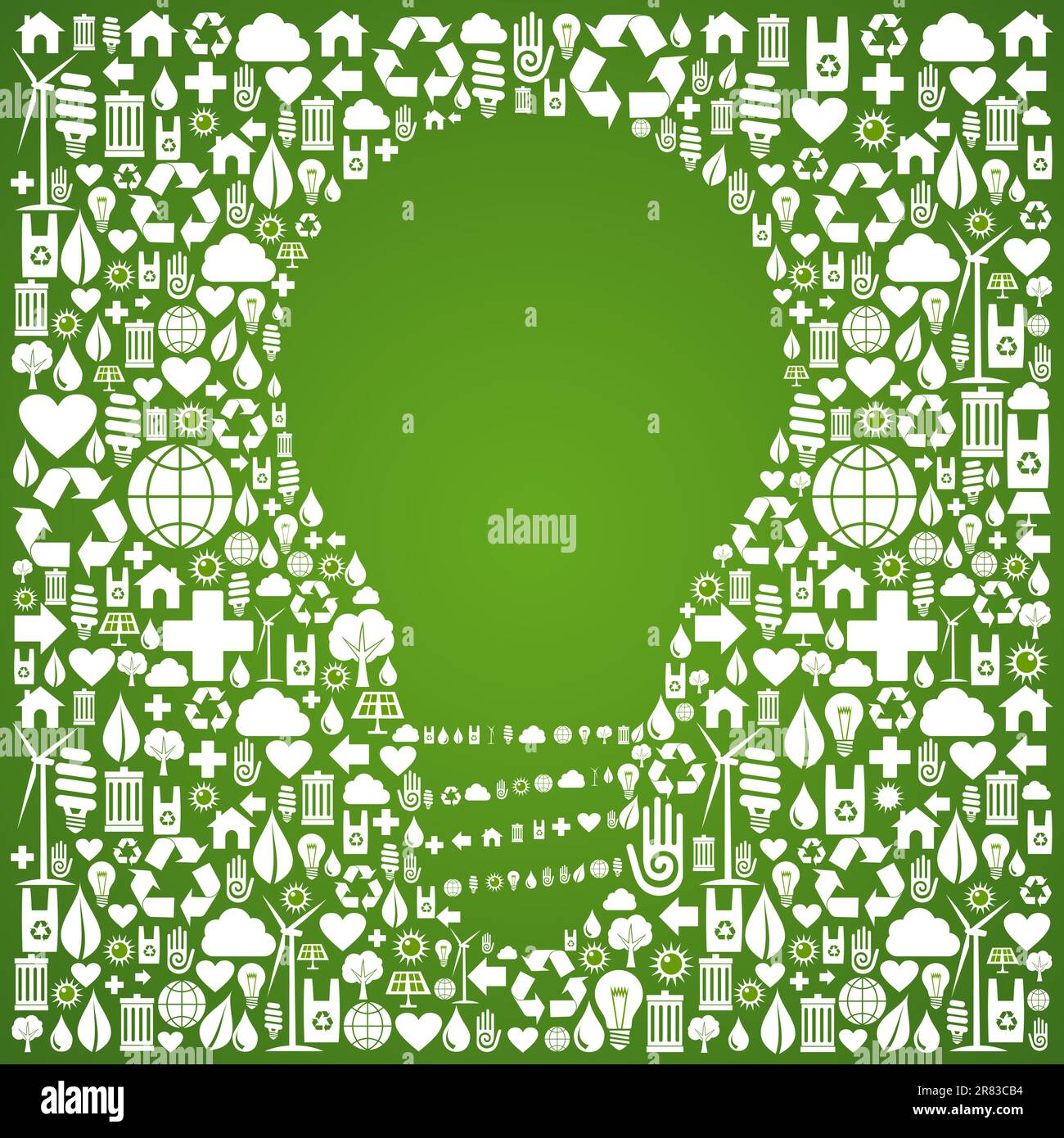 Light bulb symbol over green icons set background. Vector file ...