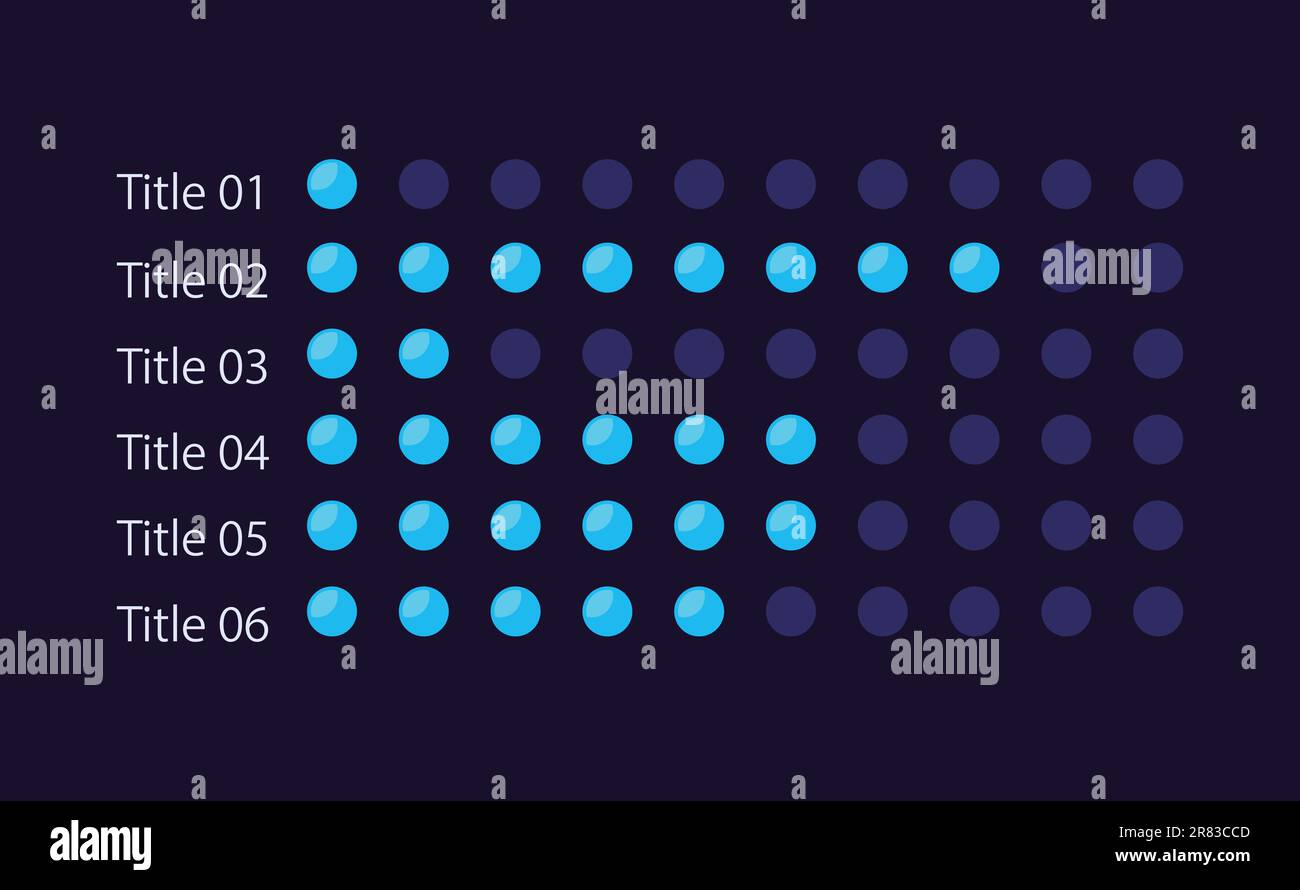 Horizontal dot plot infographic chart design template for dark theme ...