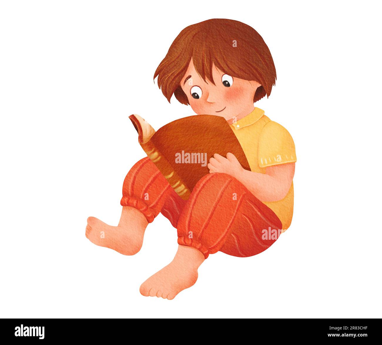 Boy is reading a book. Cozy evening of a teenager. Kid sits on the ...