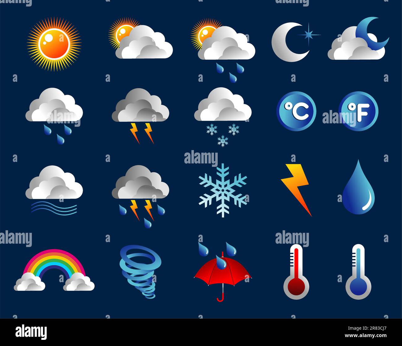 Climate icons set over blue background. Vector file layered for easy ...