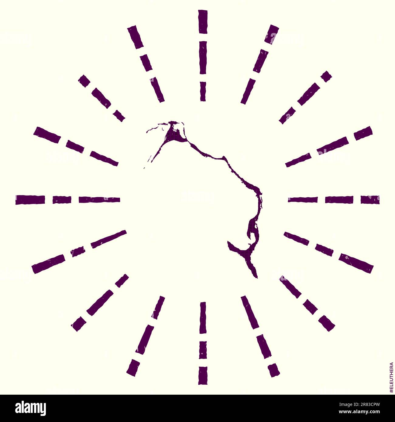 Eleuthera Logo. Grunge sunburst poster with map of the island. Shape of ...