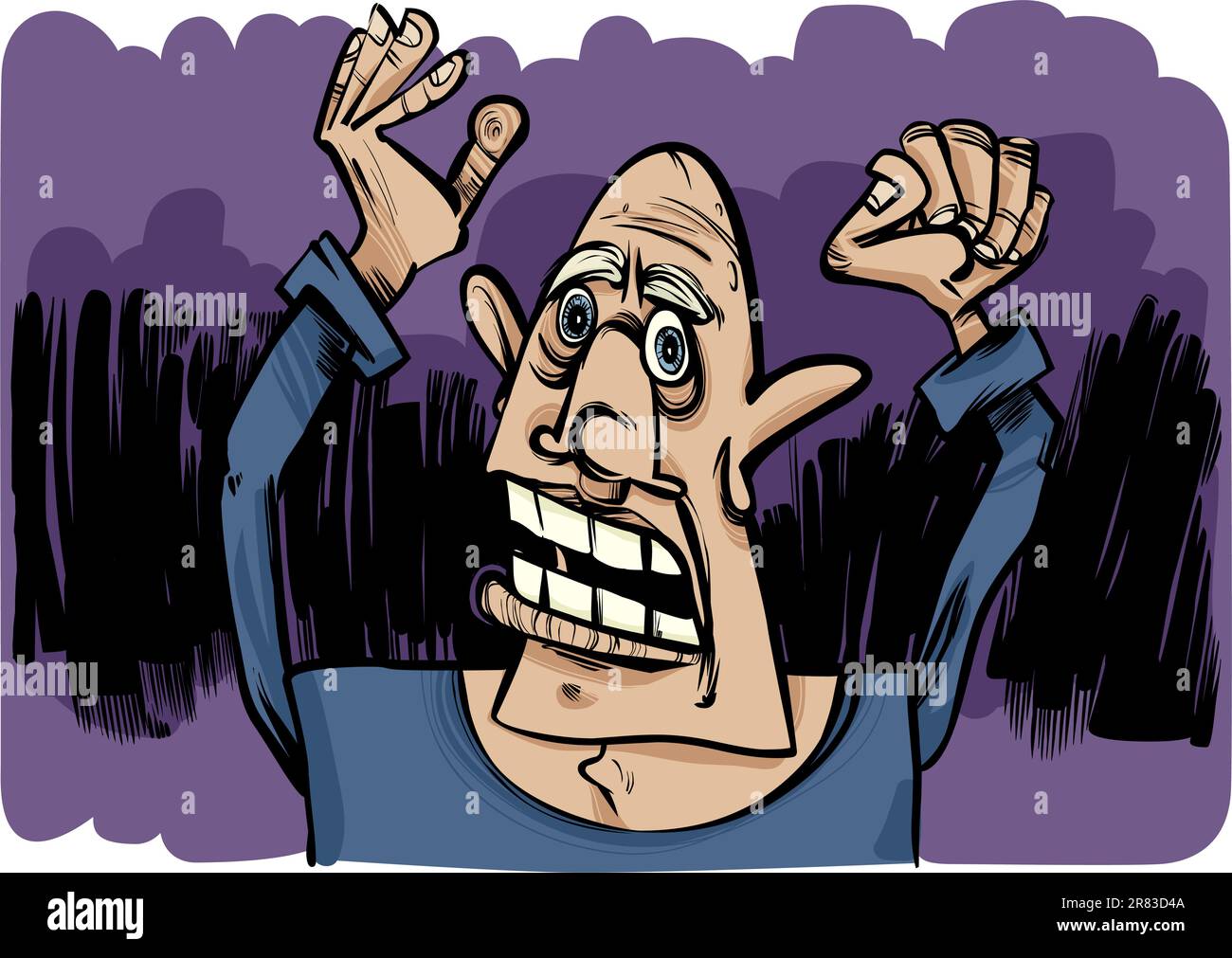 cartoon sketch illustration of outraged and scared man Stock Vector ...